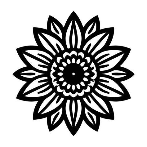 Free Sunflower Vector Svg Black And White Svg Vector File For Laser