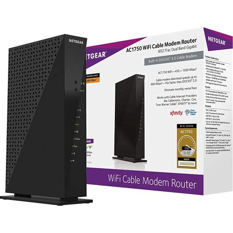 Refurbished Netgear Wi Fi Wireless Modem Router Combo AC 1750 With 2 40 GHz ISM Ba C6300 Black