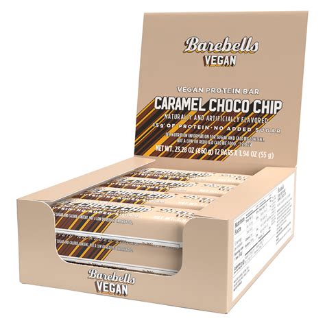 Barebells Vegan Protein Bar Caramel Choco Chip 12 Bars Gnc