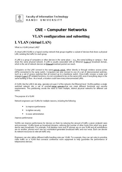 Cne Tutorial 13 Vlan And Subnetting Updated Faculty Of Information Technology H A N O I U N