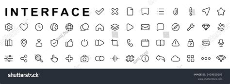 Basic Interface Line Icon Big Set Stock Vector Royalty Free 2439929283 Shutterstock