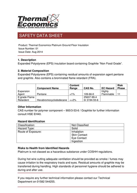 Platinum GF Safety Data Sheet Thermal Economics