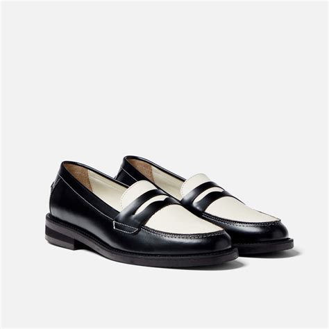 Wilde Black White Leather Penny Loafer Womens And Duke Dexter