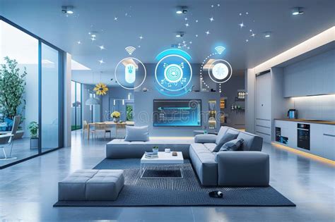 A Sleek And Contemporary Smart Home Interior With Ai Driven Devices Automated Lighting And