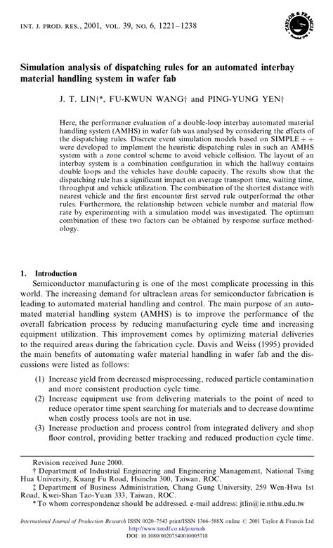 pdf simulation analysis of dispatching rules for an automated