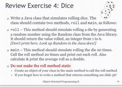 solved review exercise 4 dice write a java class that