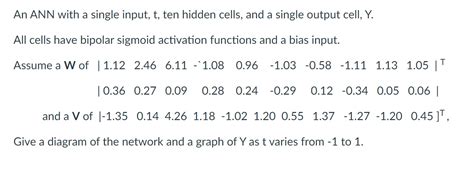 Solved An Ann With A Single Input T Ten Hidden Cells And