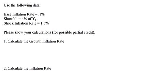 Use The Following Data Base Inflation Rate Chegg