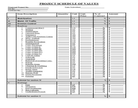 SCHEDULE OF VALUES TEMPLATES Rayness Analytica I Professional Services Marketplace