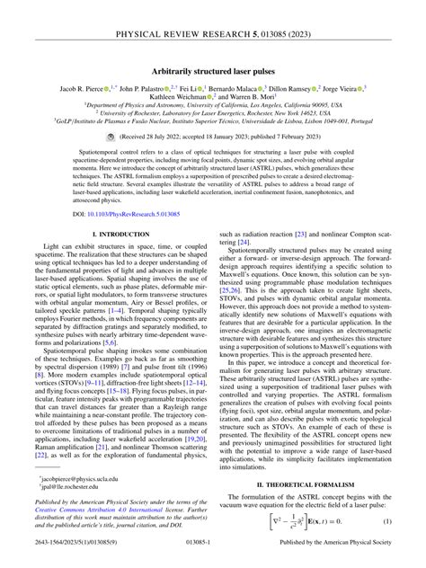 pdf arbitrarily structured laser pulses