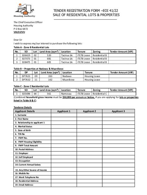 Fillable Online Tender Registration Form Fax Email Print Pdffiller