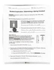 Babe Exploration Determining A Spring Constant Pdf Course Hero