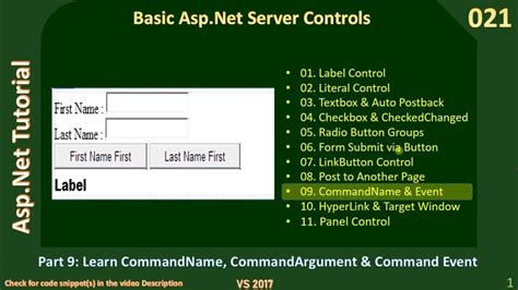 Basic Controls Part 9 Commandname Commandargument And Command Event
