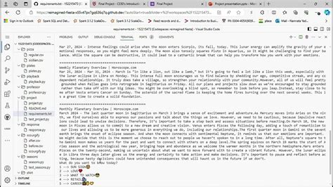 Cs50 Introduction To Python Programming Final Project Horoscope Youtube