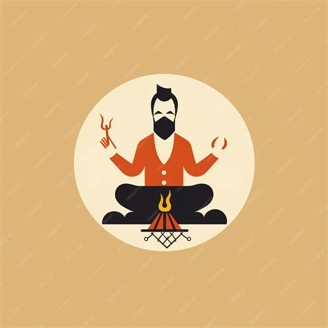 Una Caricatura De Un Hombre Sentado Alrededor De Un Fuego Con Las