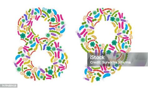 번호 8 9 흰색 배경에 격리 된 박테리아 박테리아 글꼴로 만들어졌습니다 3d 알파벳 3d 그림 0명에 대한 스톡 벡터 아트 및 기타 이미지 Istock