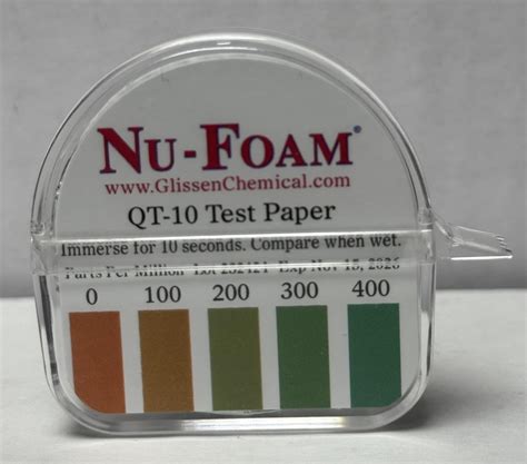 Nu Foam Qt 10 Test Paper 0 400 Range 10 Second Immersion 100 Pack Wet Comparison