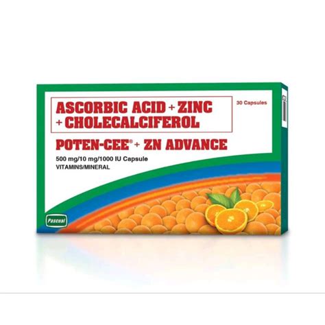 Poten Cee Zn Advance Ascorbic Acid 500mg Zinc 10mg Vit D3 1000iu