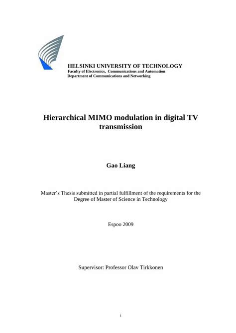 Pdf Hierarchical Mimo Modulation In Digital Tv Transmissionlibtkkfidipl2009urn100083pdf
