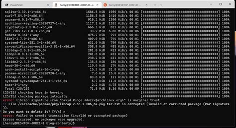 Pacman 升级软件包提示 Failed To Commit Transaction Invalid Or Corrupted Package Csdn博客