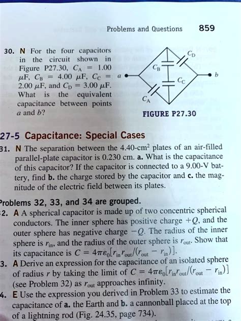 Solved Problems And Questions 859 30 For The Tour Capacitors The Circuit Shown Figure P2730