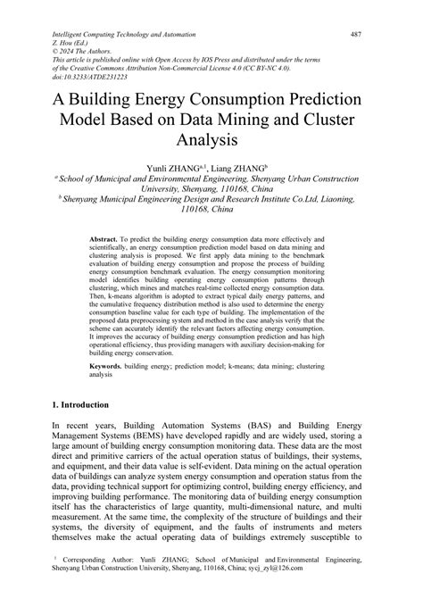 Pdf A Building Energy Consumption Prediction Model Based On Data Mining And Cluster Analysis