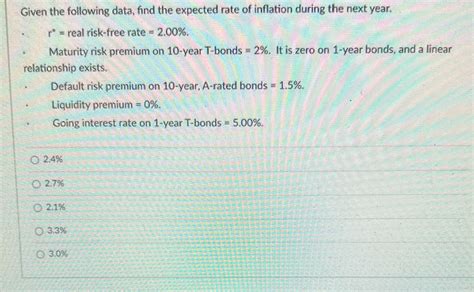 Solved Given The Following Data Find The Expected Rate Of Chegg Com