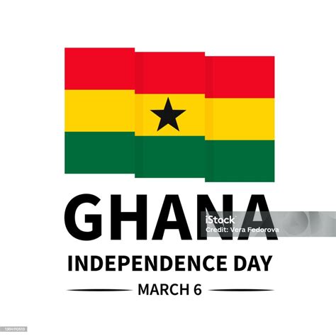 가나 독립기념일 문자와 흰색에 고립 된 깃발 가나 휴일은 3 월 6 일에 축하했다 타이포그래피 포스터 배너 인사말 카드 전단지 등을 위한 벡터 템플릿 3월에 대한 스톡 벡터