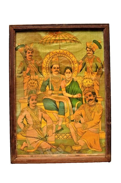 Antique Raja Ravi Varma Press Oleograph Pandav Sabha Press Frame Size