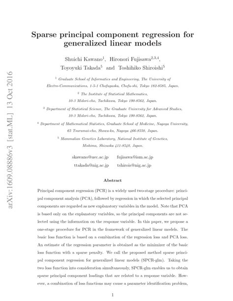 sparse principal component regression for generalized linear models