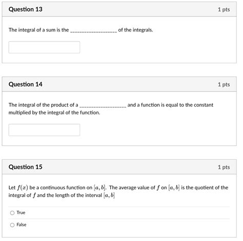 Solved The Integral Of A Sum Is The Of The Integrals