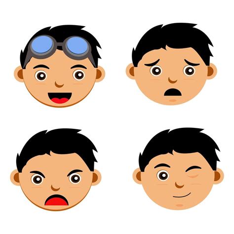 Kawai Of Sad Funny Angry Happy Facial Expressions 48042373 Vector