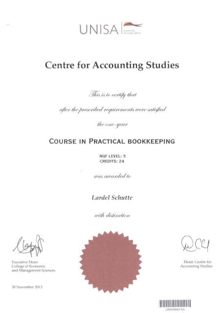 Unisa Practical Bookkeeping Pdf Business Accounting And Finance Business