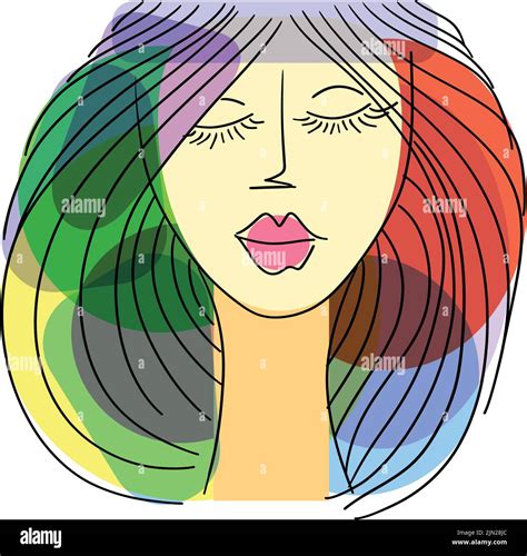 Croquis De Portrait De Femmes Jeune Belle Fille Regardant Les Angles Avant Gros Plan Sur Une