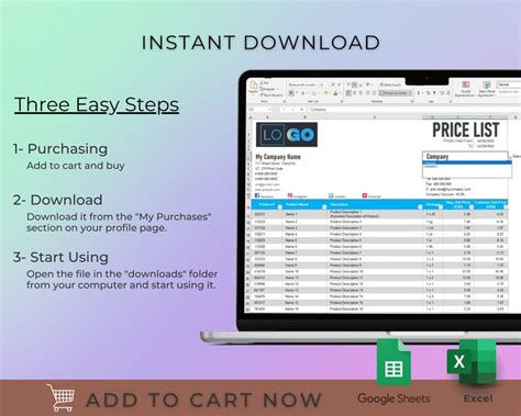 Advanced Price List Template Excel Google Sheets PDF Convertible Wholesale Product Price