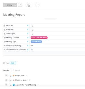 Meeting Report Template By ClickUp