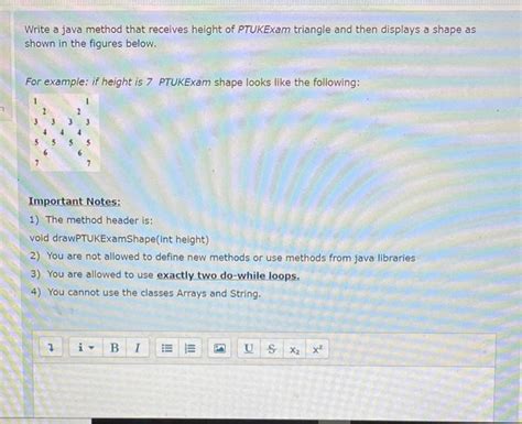 Solved Write A Java Method That Receives Height Of PTUKExam Chegg