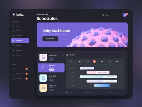 Unity Dashboard Kit Schedules In 2024 Dashboard Design Interactive Design Ui Design