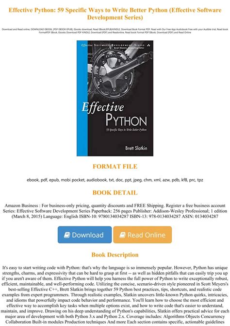 Download Pdf Effective Python 59 Specific Ways To Write Better Python Effective Software