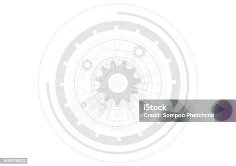 흑백 원과 기어 Hud 라인 기술 추상 기술 혁신 개념 벡터 배경 개념에 대한 스톡 벡터 아트 및 기타 이미지 개념 개념과 주제 개발 Istock