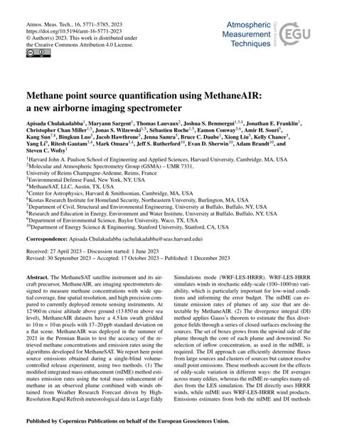 Pdf Methane Point Source Quantification Using Methaneair A New