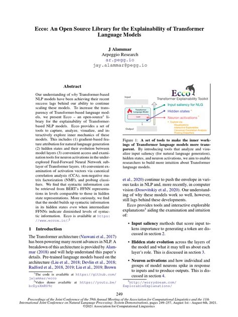 ecco an open source library for the explainability of transformer language models pdf