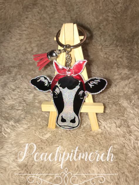 Cow Keychain Keychains Farm Keychain Cows Glitter Etsy
