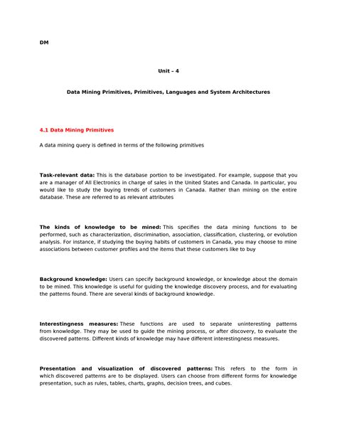 Dm 4 Data Mining Primitives Primitives Languages And System