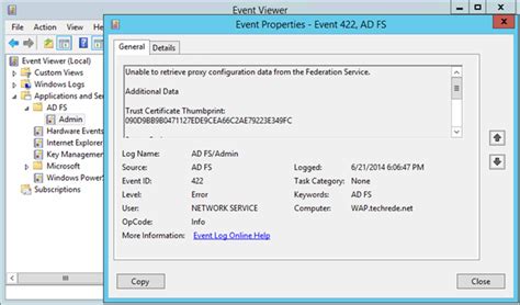 Web Application Proxy Fails With Error Code 0x8007520c Concurrency