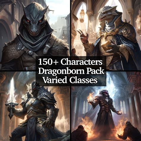 150 Dragonborn Race Bundle Png Dragonborn Collection Varied Classes Of Dragonbornes Dungeons
