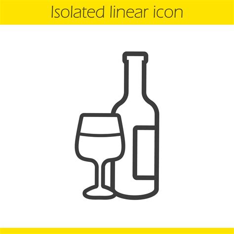 Wine Linear Icon Thin Line Illustration Wine Bottle And Glass Contour Symbol Vector Isolated