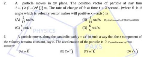 A Particle Moves Along The Parabolic Path Y Ax2 In Such A Way That The X