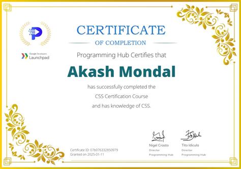 Akash Mondal On Linkedin Certified Css Stylemaster Levelup