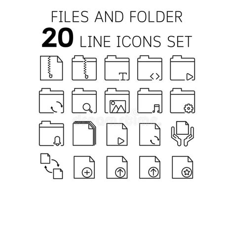 Vector Illustration Of Thin Line Icons For Files And Folders Stock Vector Illustration Of